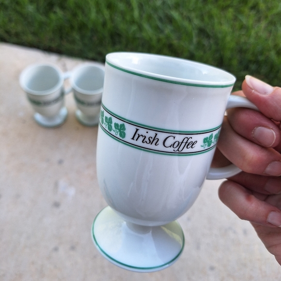 Vintage | Dining | Vintage 5 Piece Irish Coffee Mug Set Green And White ...